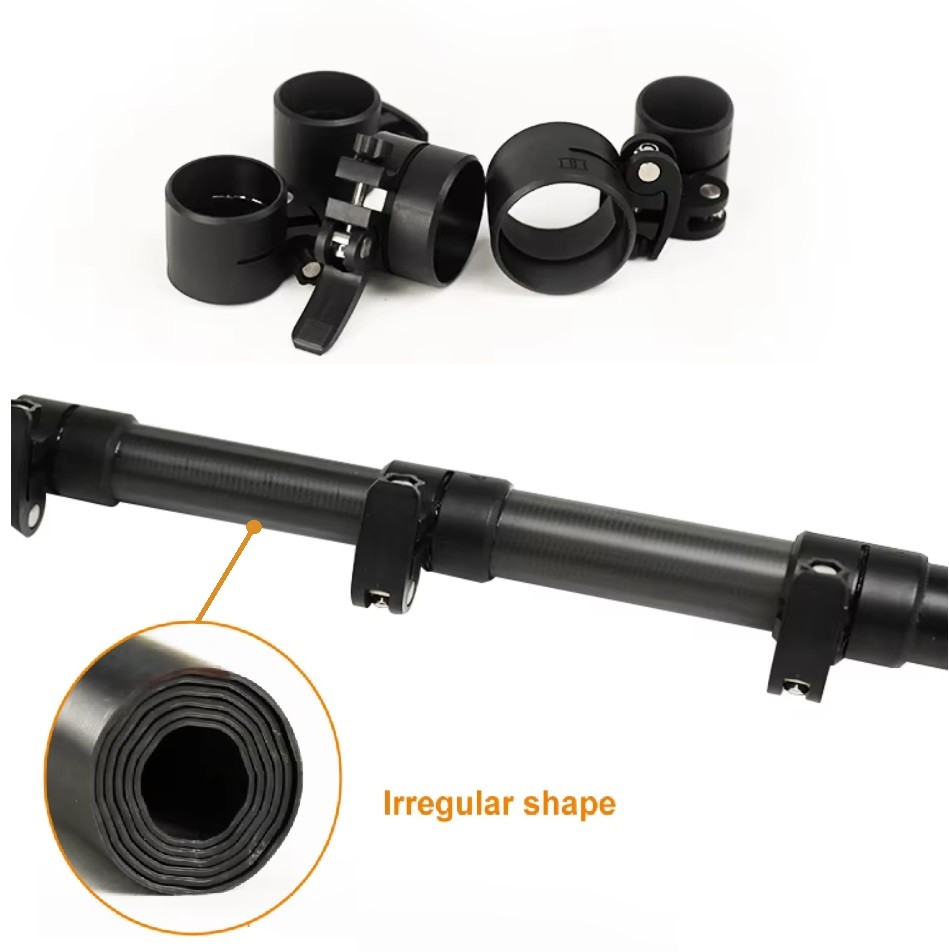 irregular shape 40ft 50ft length anti-rotate carbon fiber telescopic poles