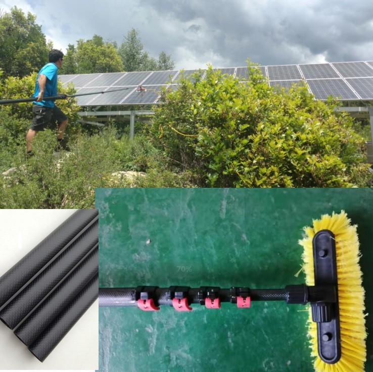 Extend length 5.1 meter home service carbon fiber solar panel cleaning pole
